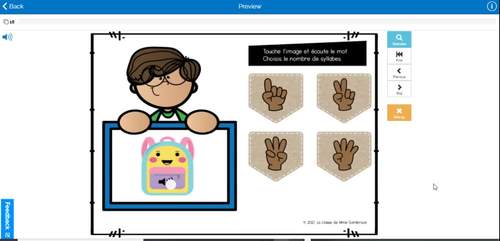 French Boom Cards Compter les syllabes: School Edition I French Syllables