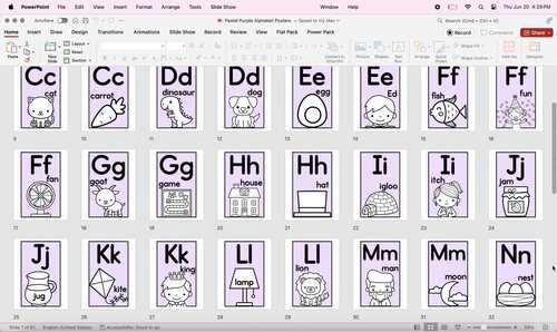 Pastel Purple Rectangular Alphabet Posters by Magical Kinders Corner