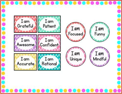 Printable Chevron Affirmation Station Labels, Positive Affirmation ...
