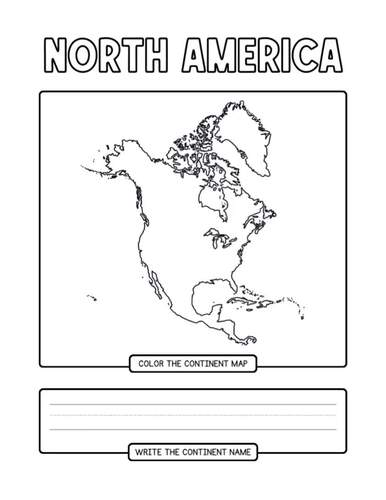 Continents Worksheets, World Geography, Writing Activities, Coloring Pages