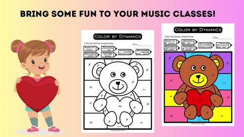 Valentine`s Day Music Coloring by Code Pages | Notes Dynamics Treble & Bass