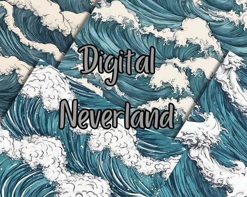 Ocean Waves Digital Paper Pack , Sea Waves Pattern Digital Backgrounds
