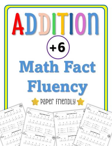 Math Fact Fluency +6 (Addition Timed Test) Half-Sheet | TPT