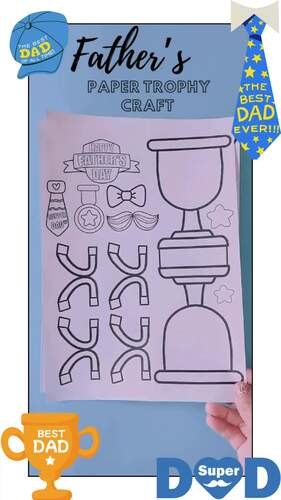 Paper Trophy Craft Printable for Father's Day by PattawadeeStudio