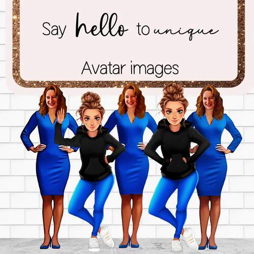 Custom Six Avatar and One Logo for your Branding and Business, Clipart