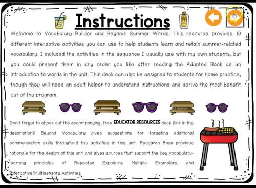 Summer Vocabulary Bundle | Speech Therapy and ESL |Digital No prep | BOOM™