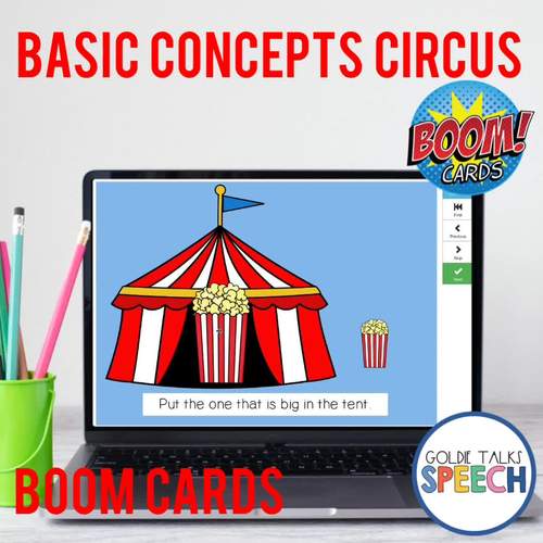 Basic Concepts Circus | Boom Cards | Language | Speech Therapy | TPT