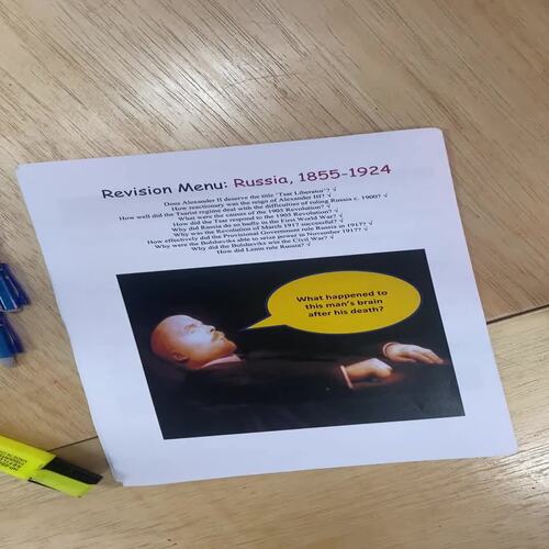 IB History Russia 1855-1924 Revision Menu - Grades 12-13 | TPT