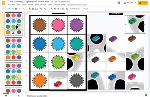 Color Matching 2 Digital Secret Picture Tile Puzzles | TPT