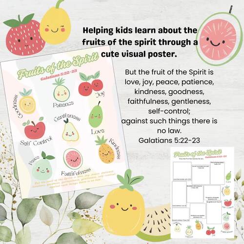 Christian Classroom Decor – Fruit of the Spirit Poster + Student Activity