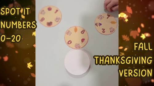 Fall & Thanksgiving Math Center Game | Spot It Numbers 0–20 | Number ...