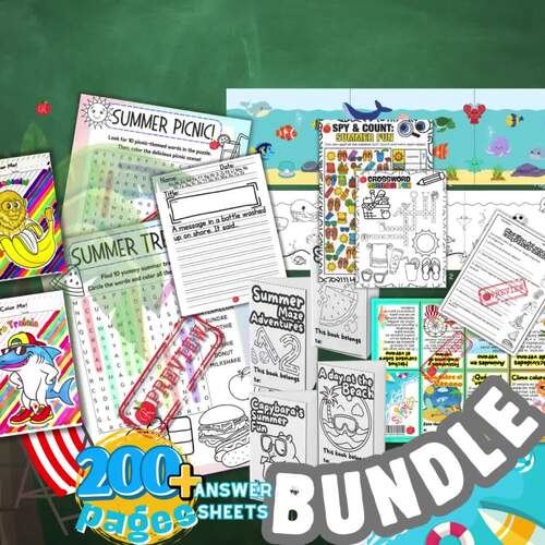 Summer Activity Packet BUNDLE | Reading, Writing, Coloring, WordSearch ...