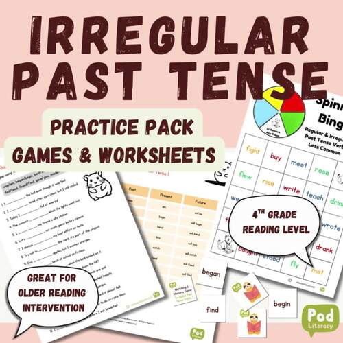 Irregular Past Tense Verbs Practice Kit Games Worksheets Decodable ...