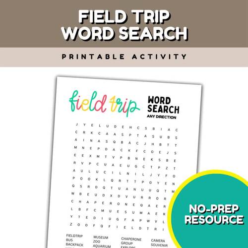 Field Trip Word Search PDF, Pre Field Trip Activity, Field Trip Bus ...