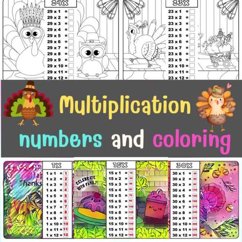 Multiplication numbers and coloring , Thanksgiving Theme {math activities}