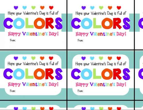 Colorful Valentine's Day Gift Tag for Skittles, M&M's, Pens... | TPT