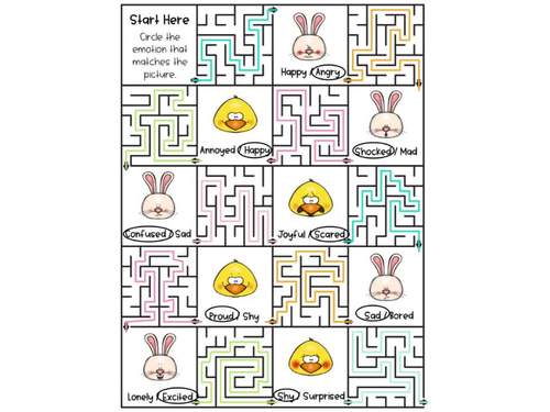 Spring Easter Positive Affirmations Self-Esteem Feelings Emotions SEL MAZES