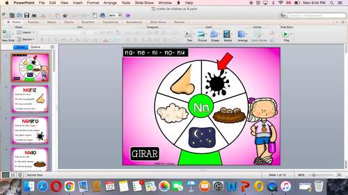 Ruleta de Sílabas en PowerPoint | Letra N | Lectura Inicial by Sra Tatiana