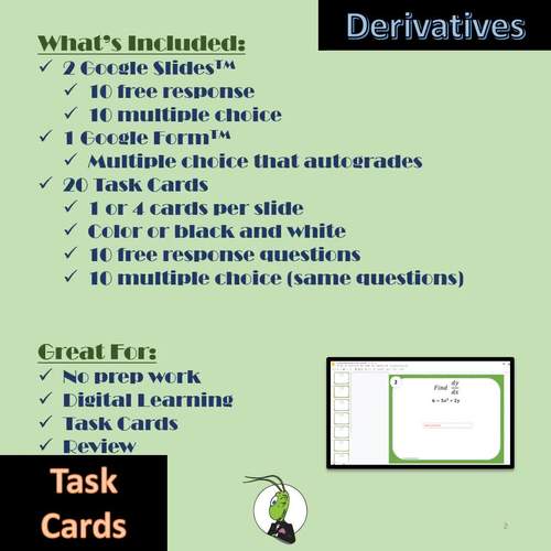 Calculus Implicit Differentiation Task Cards | Google Slides | TPT