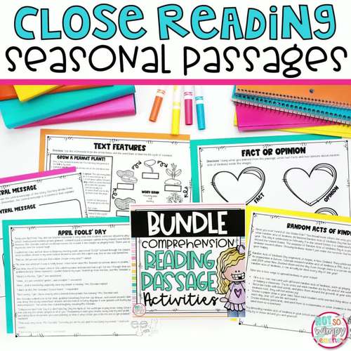 Reading Comprehension Close Read Leveled Passages for February | TPT