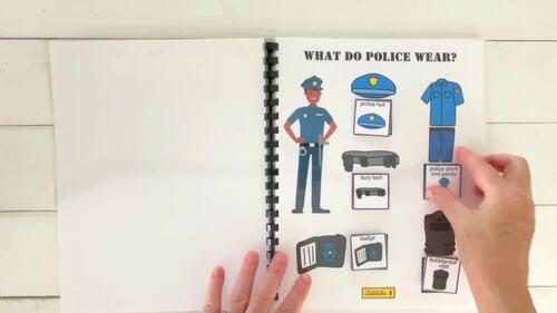 Police Interactive Book, 30 Movable Labeled Cards for Matching plus ...