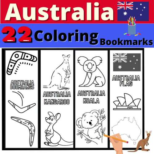 Australia Activity Resource Craft Coloring Bookmarks Pages Art | TPT