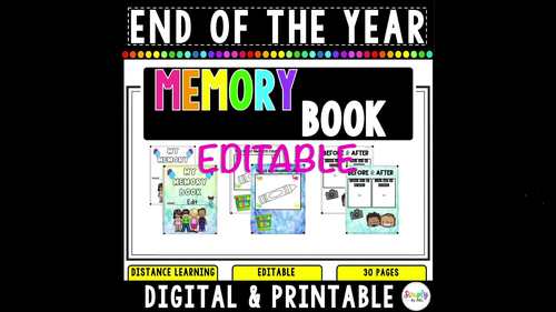 End of the Year Memory Book | Digital and Printable l EDITABLE | TPT