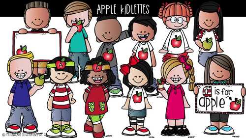 Apple Kidlettes clip art, Apple clip art COLORED Version by Melonheadz ...