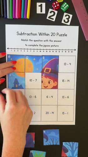 Halloween Addition & Subtraction within 20 Fact Practice Jigsaw Puzzles ...