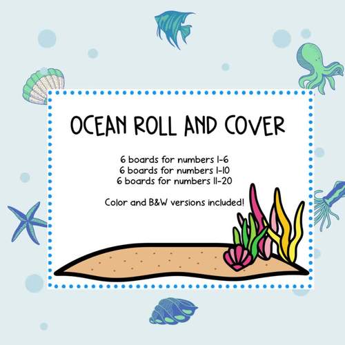 Ocean Theme Roll and Cover Counting Math Game for Preschool PreK ...