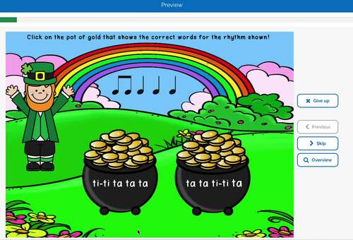 St. Patrick's Day Rhythm Digital Game | Ta + Ti Ti | TPT