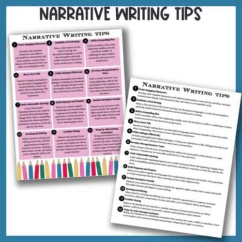 Narrative Writing Tips Anchor Chart/Student Friendly Notes by Reading ...