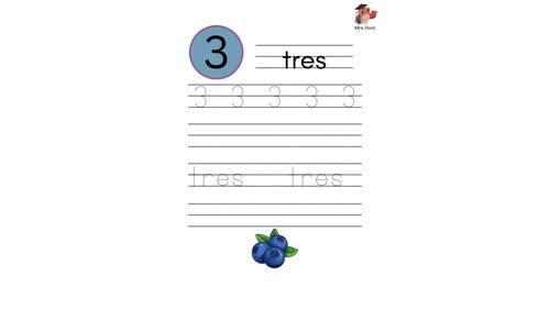 Imprimibles de rastreo de números ~ Number Tracing Printables in Spanish