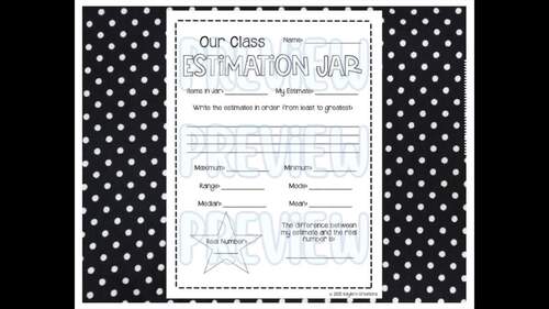 Estimation Jar Worksheets | Cool Color Scheme by Kaylie's Creations