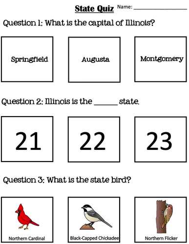 Illinois Quiz and Pre/Post Assessment 50 States Special Education