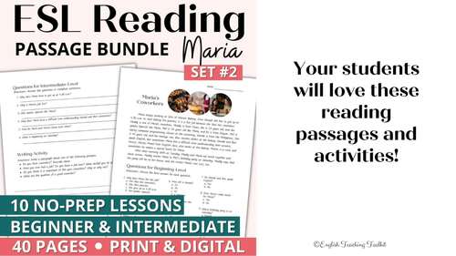 Adult ESL Reading Comprehension Passages with Questions - Maria Bundle 2