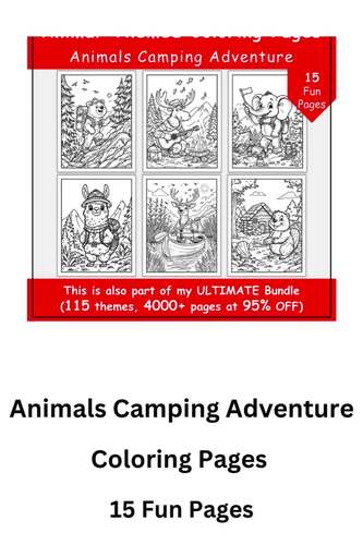 Animals Camping Adventure | Engaging Coloring Pages for Classroom or ...
