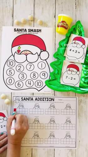 Santa Smash - Christmas Addition and Subtraction Within Ten - Math Games
