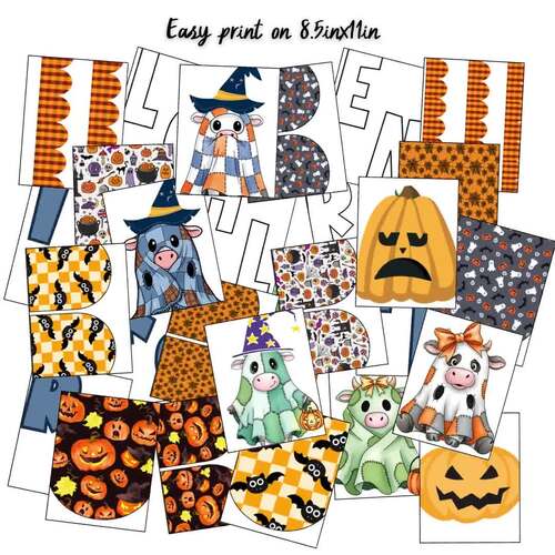 Moo-Crew Halloween Bulletin Board Kit, Cute Fall Farm Animals Digital ...