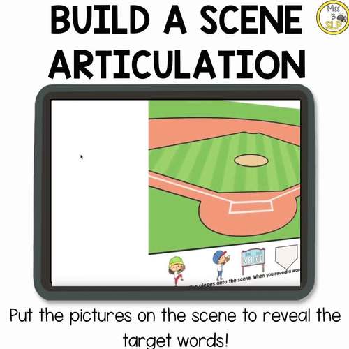 Baseball Articulation Build a Scene - Digital Boom Cards by Miss B SLP