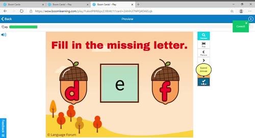 Lowercase Letter Sequencing Boom Cards Fall Thanksgiving Alphabet Sequence