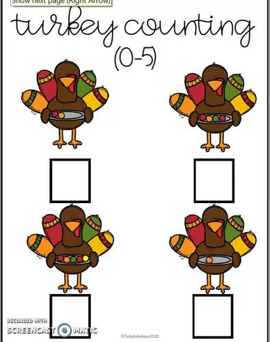 Thanksgiving Math- Simple Math Adapted Book for Special Education