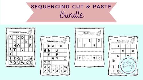 Alphabet and Number Sequencing Activity Printable - Cut and Paste Bundle