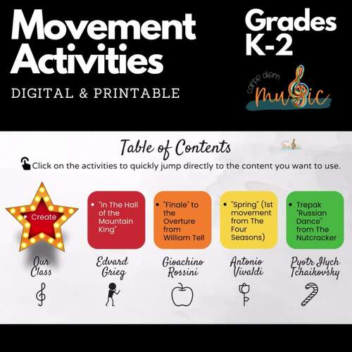 Music Movement Activities for Elementary Students - Animals Posters Dots