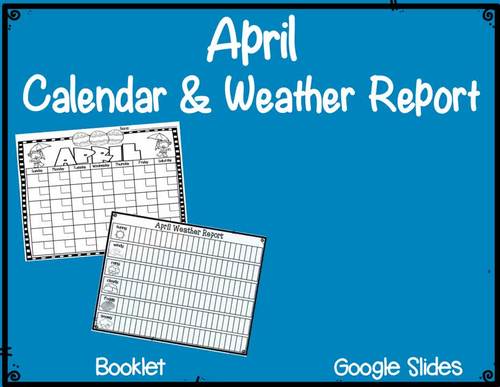 First Grade Daily Calendar & Review Google Slides & Student Booklet: April