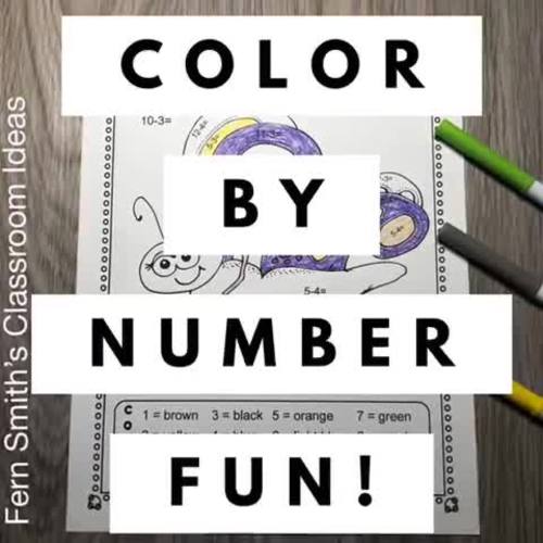 Spring Color By Number Addition and Subtraction Bundle | TPT