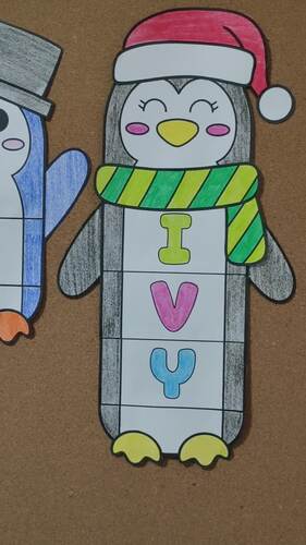 Penguin Name Craft | Winter & Christmas Name Activity | Bulletin Board