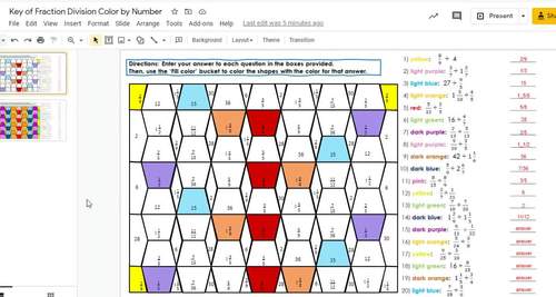 Dividing Fractions Color by Number by Cognitive Cardio Math | TPT