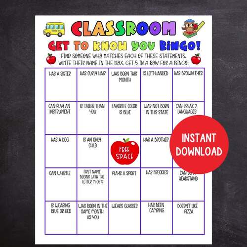 Classroom Bingo, Icebreaker Game, Back To School Game, Classroom Get To ...