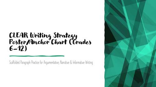 CLEAR Close Writing Strategy Poster | Writing Process Steps for ELA/ESL ...